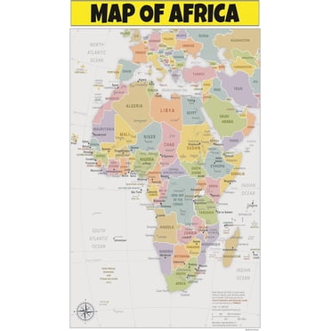 Iconic Arts Laminated 24x28 Poster: Political Map - Africa Wall Map ...
