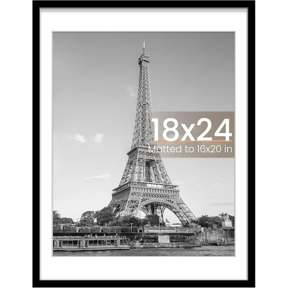 18x24 Picture Frame, Display Pictures 16x20 with Mat or 18 x 24 Without ...