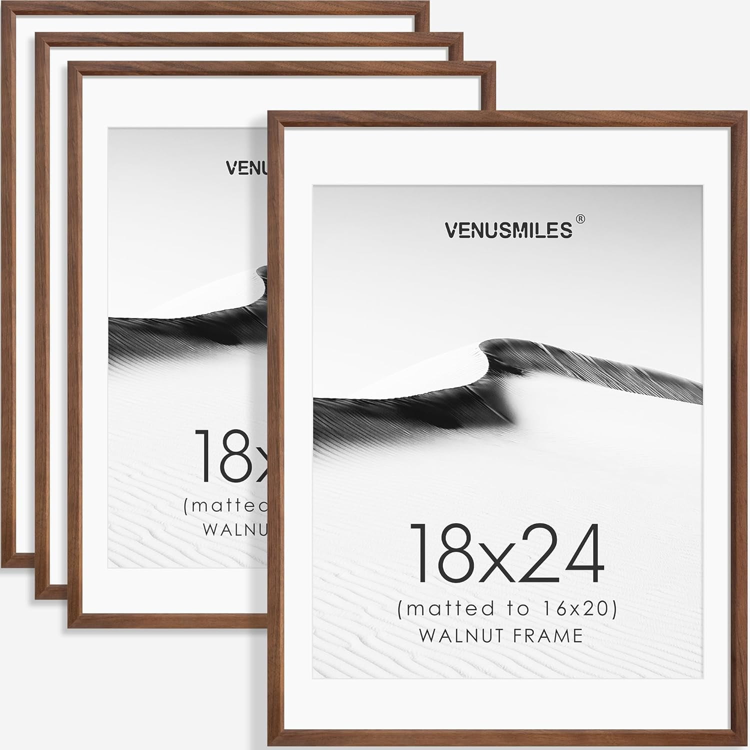 18x24 Poster Frame Set of 4 Natural Solid Walnut Photo Frames with ...