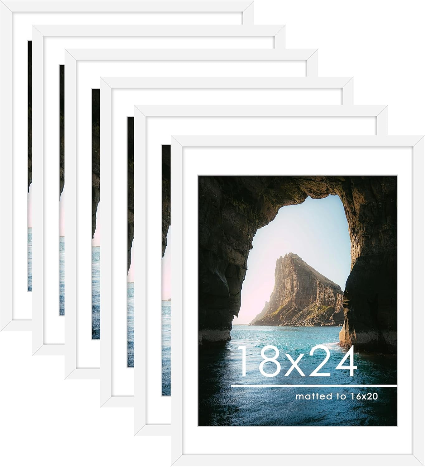 18x24 Poster Frame Set of 6, Display Pictures 16 x 20 with Mat or 18 x ...