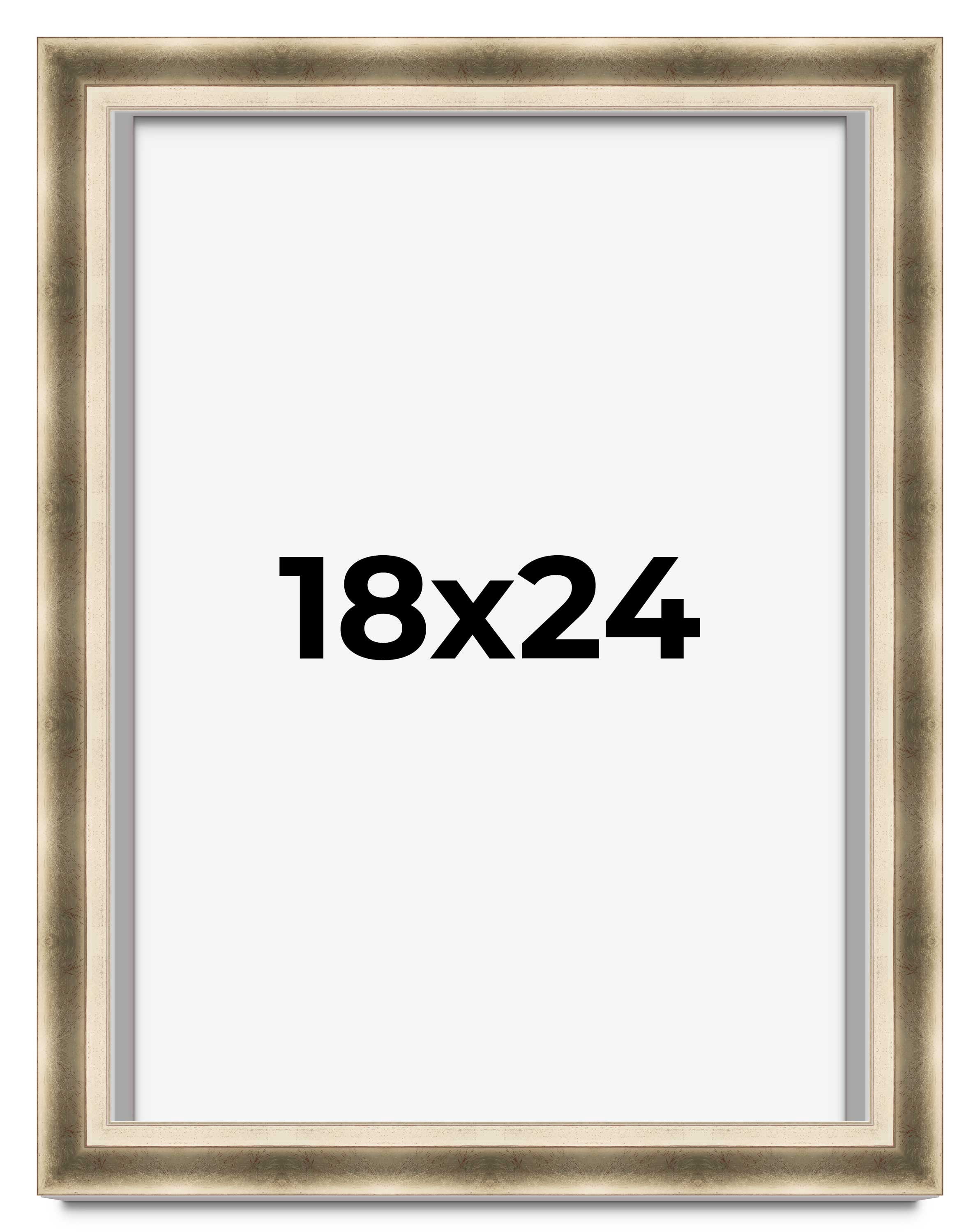 18x24 Shadow Box Frame Silver | 1.75 inches Deep Real Wood Traditional ...