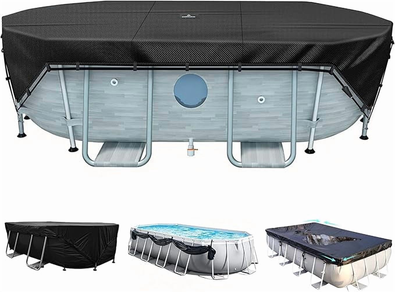 18x24Ft Oval Pool Cover Patented Design Four-Corner Locking 500D ...
