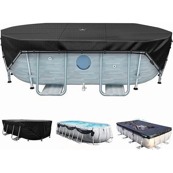 18x24Ft Oval Pool Cover Patented Design Four-Corner Locking 500D ...