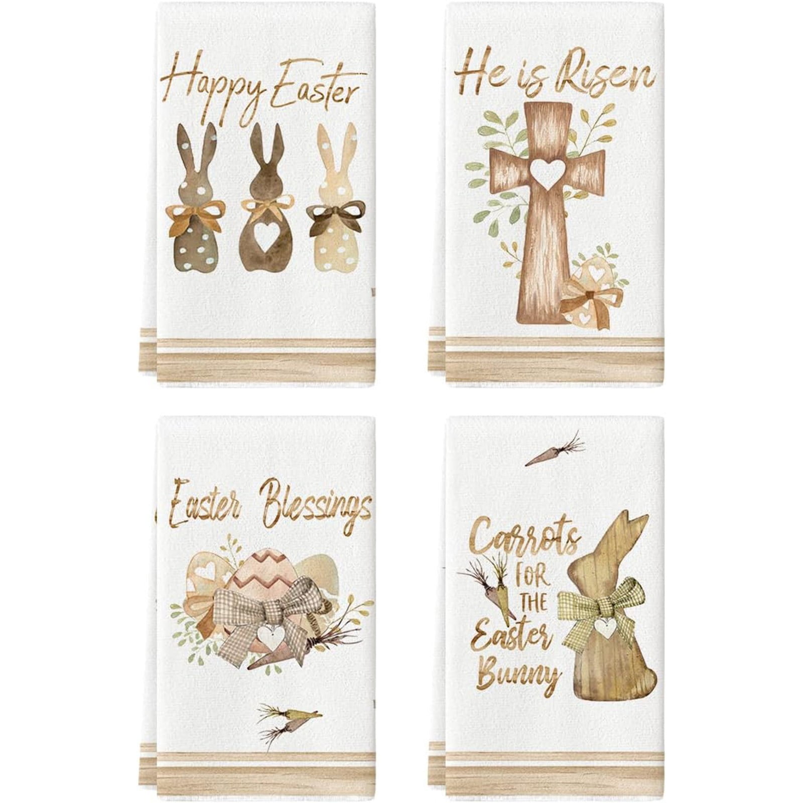 18x26" 4-Piece Easter Kitchen Towel Set, Microfiber Dish Towels with ...