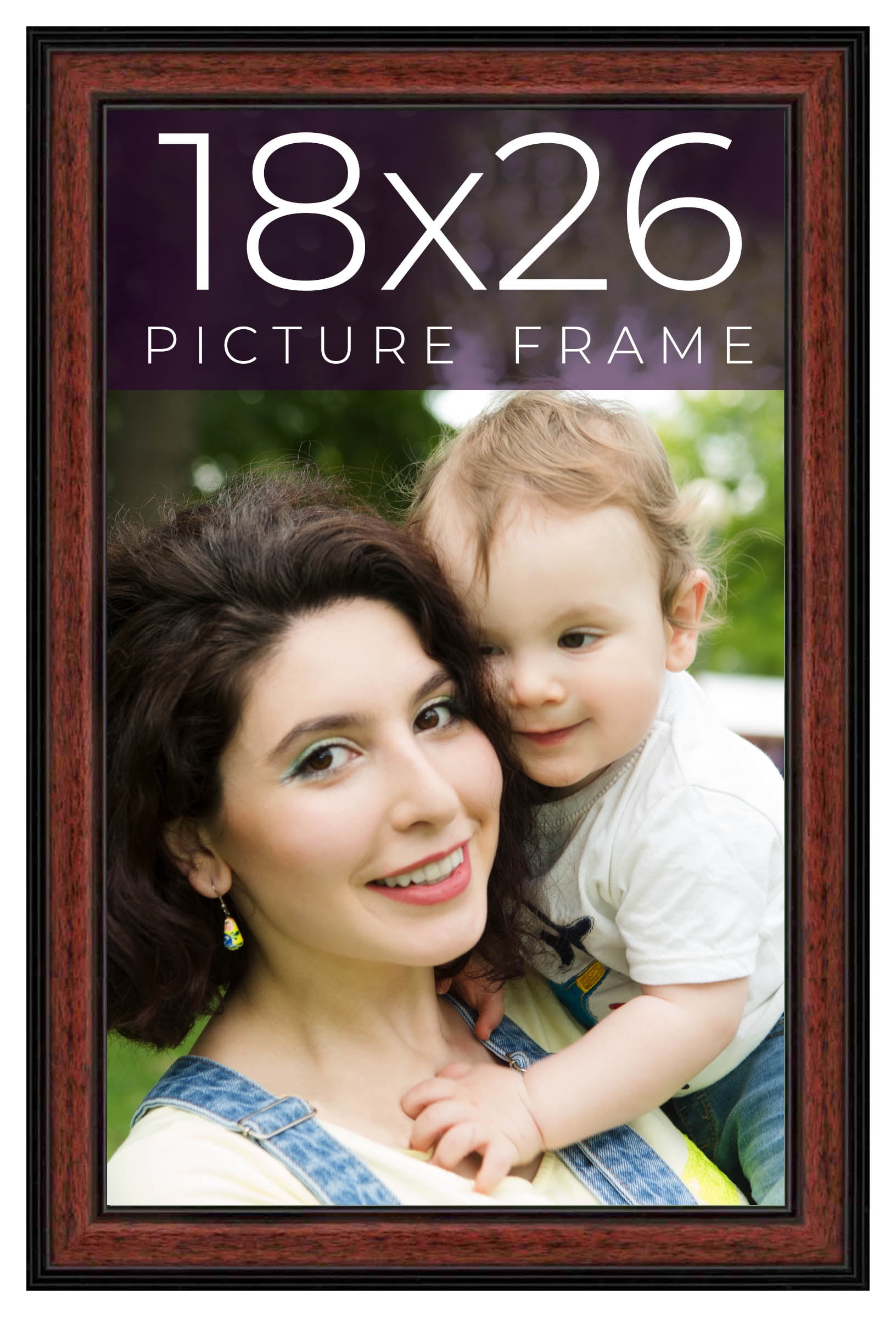 18x26 Frame Executive Brown Round Mahogany Finish Solid Wood Picture ...
