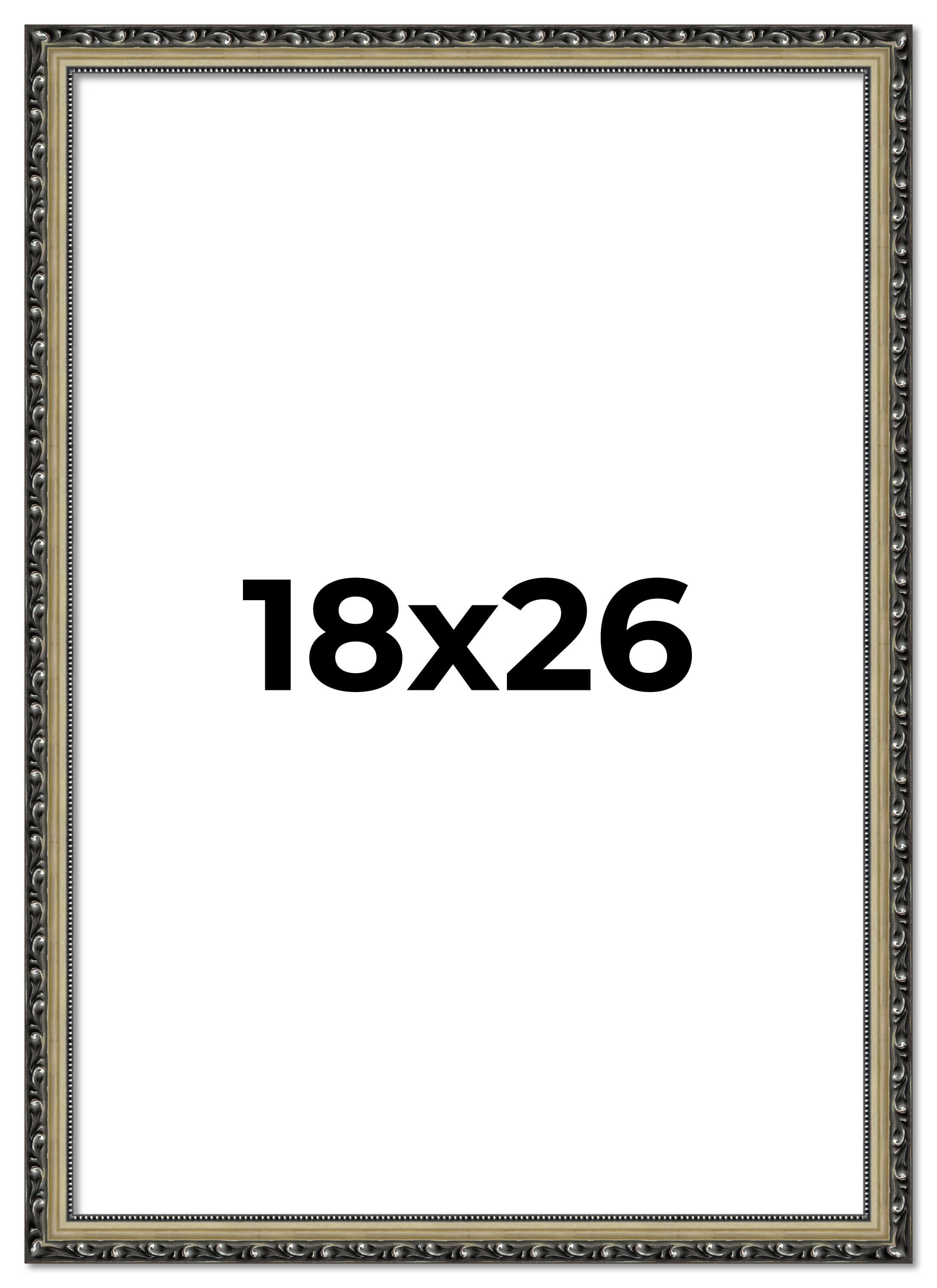 18x26 Frame Silver Solid Wood Picture Frame Width 1.125 Inches ...