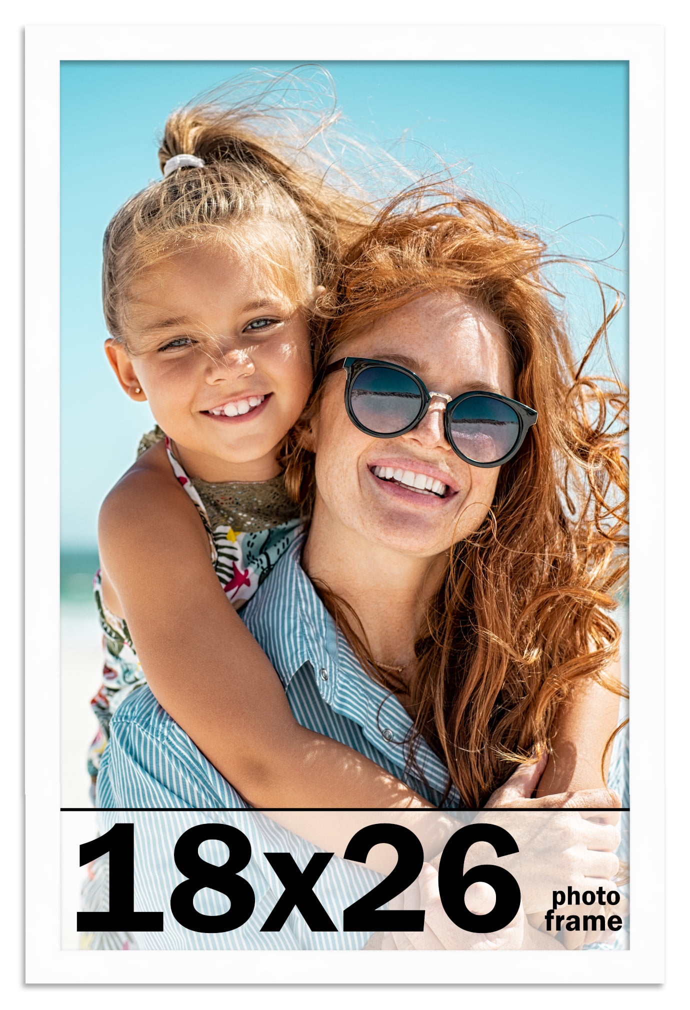 18x26 Frame White Solid Wood Picture Frame Includes UV Acrylic Shatter ...