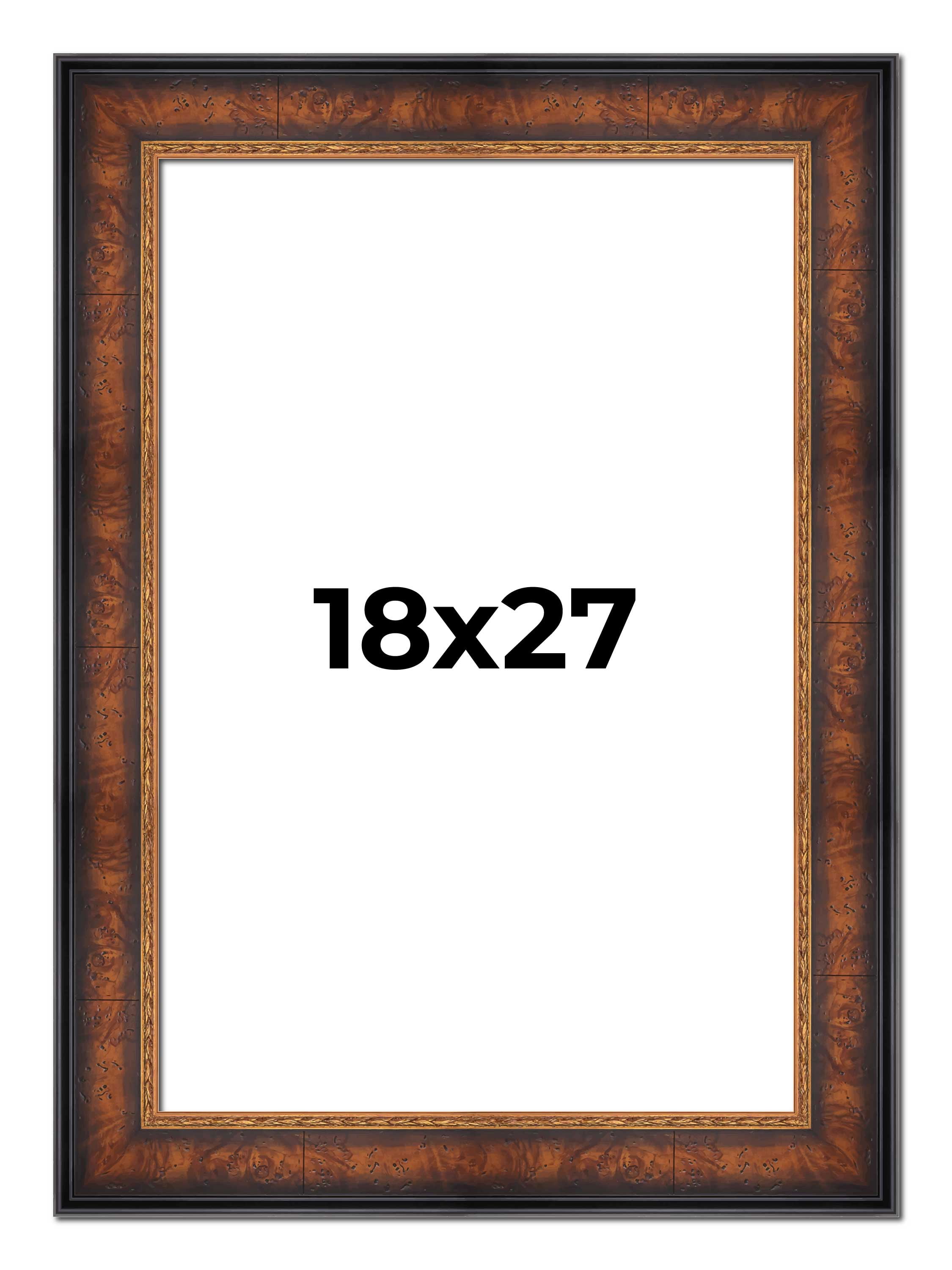 18x27 Frame Brown Walnut Gold Ornate Trim Solid Wood Plein Air Picture ...