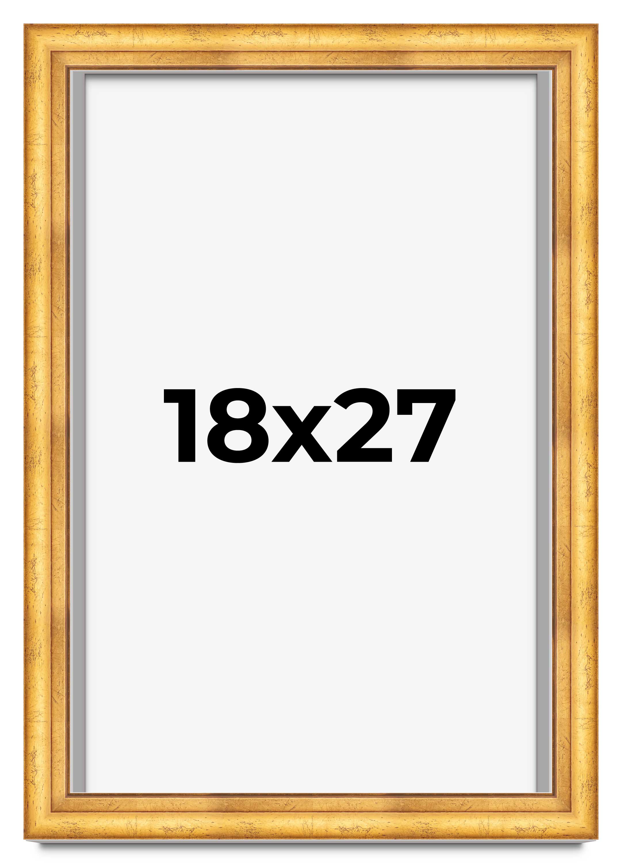 18x27 Shadow Box Frame Gold | 1.75 Inches Deep Real Wood Traditional ...
