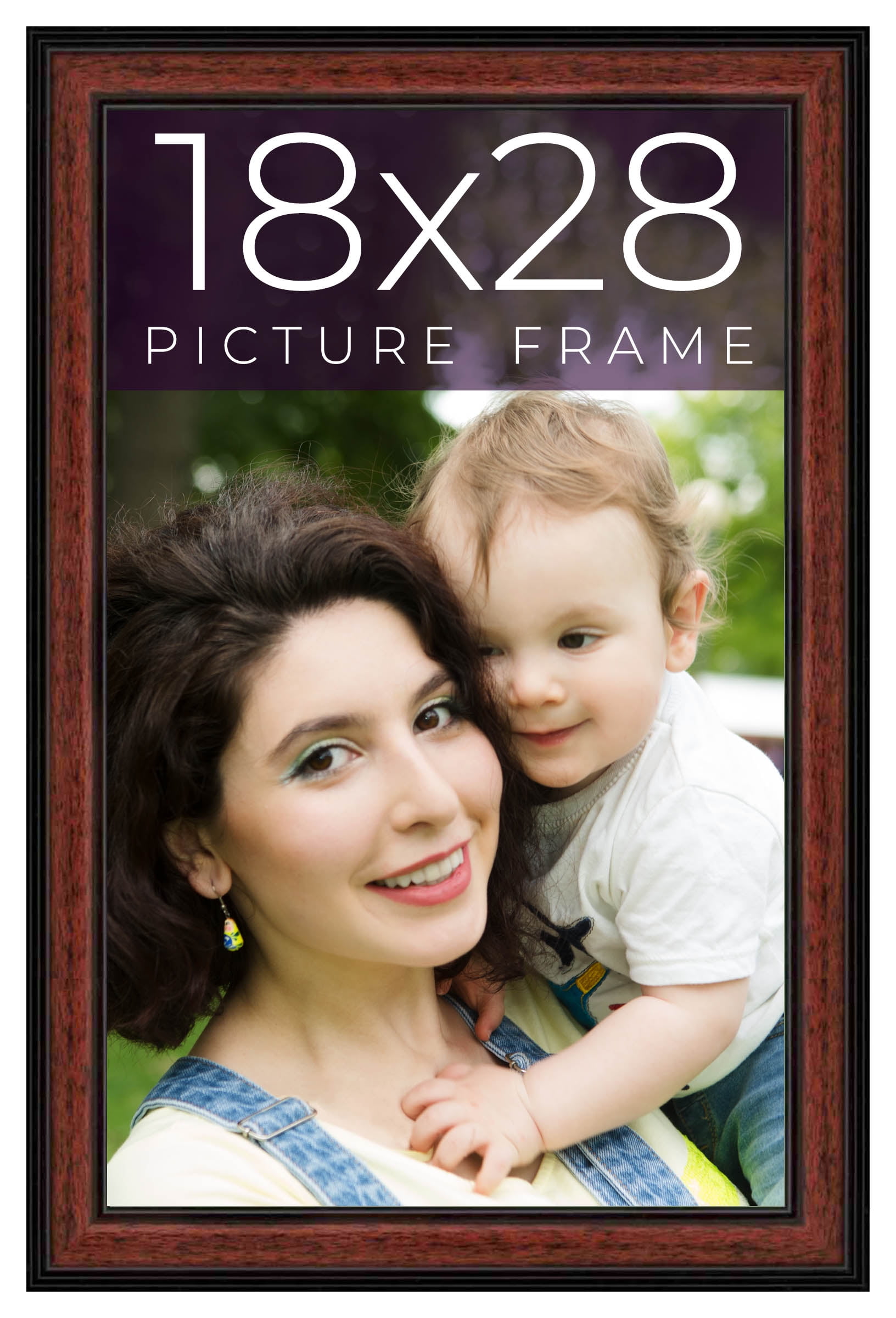 18x28 Frame Executive Brown Round Mahogany Finish Solid Wood Picture ...