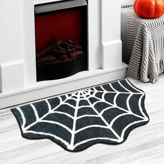 18x28 Inch Black Non Slip Halloween Spider Web Bath Mat - Bathroom ...