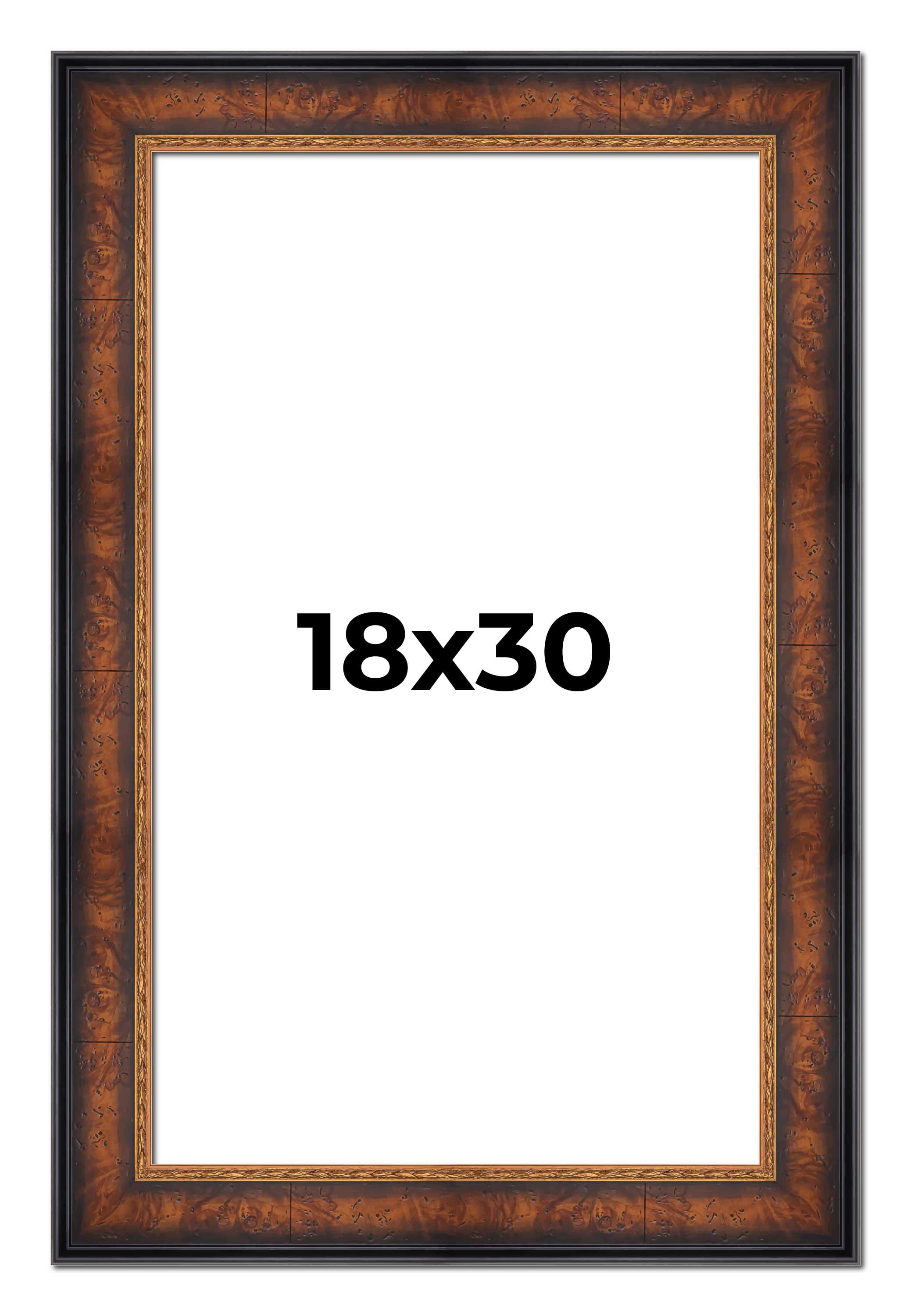 18x30 Frame Brown Walnut Gold Ornate Trim Solid Wood Plein Air Picture ...