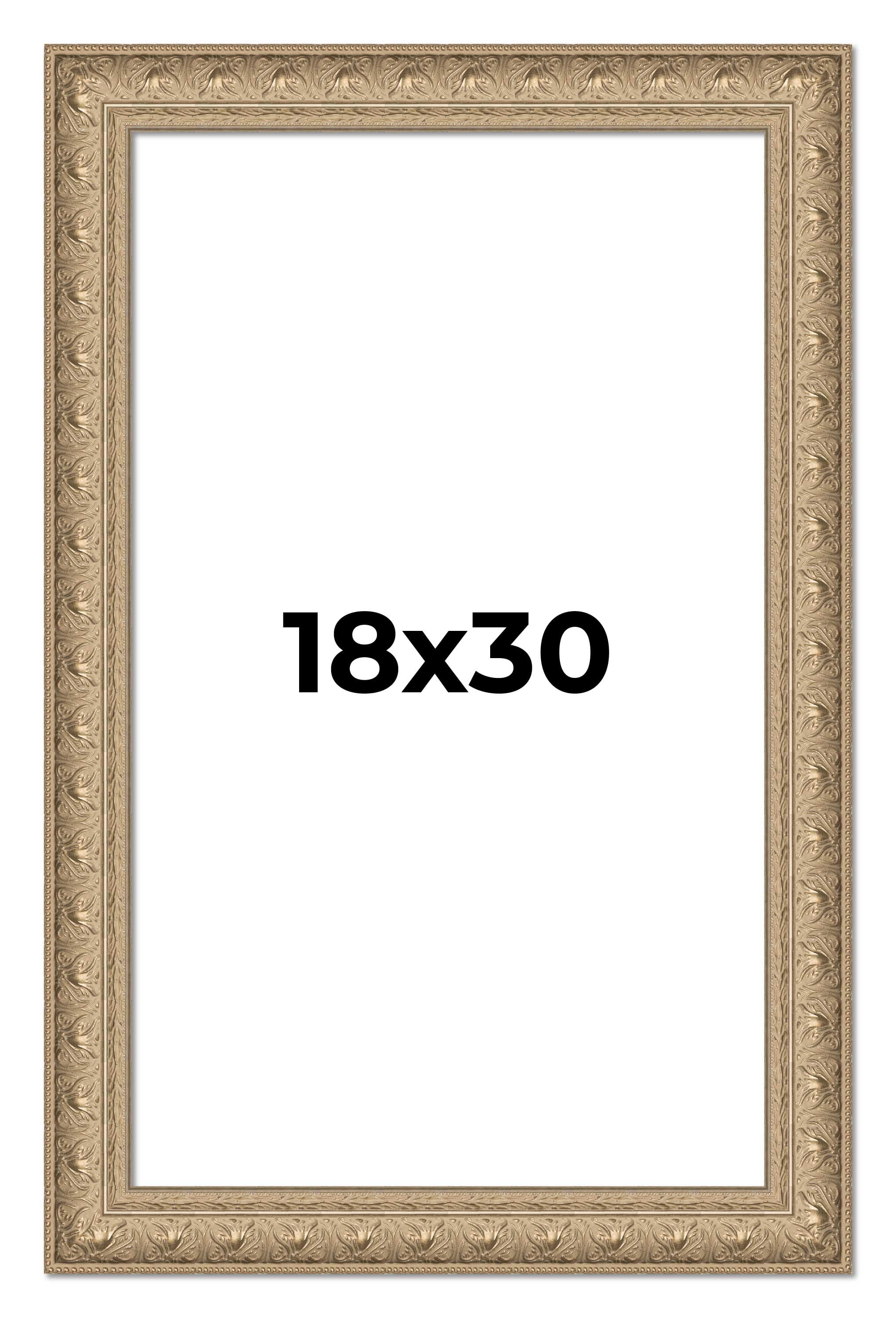 18x30 Frame Ornate Silver Beaded Solid Wood Picture Frame Width 2.5 ...