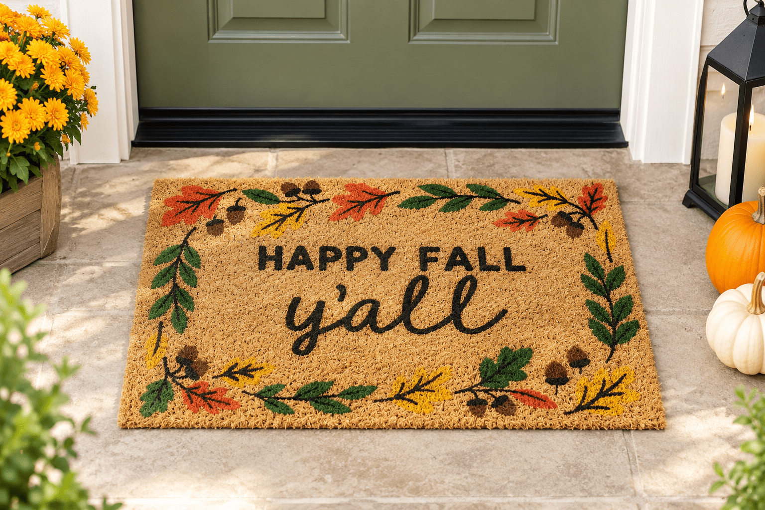 18x30 Rubber Backed Coir Door Mat - Happy Fall Y'all Coir Mat - Walmart.com