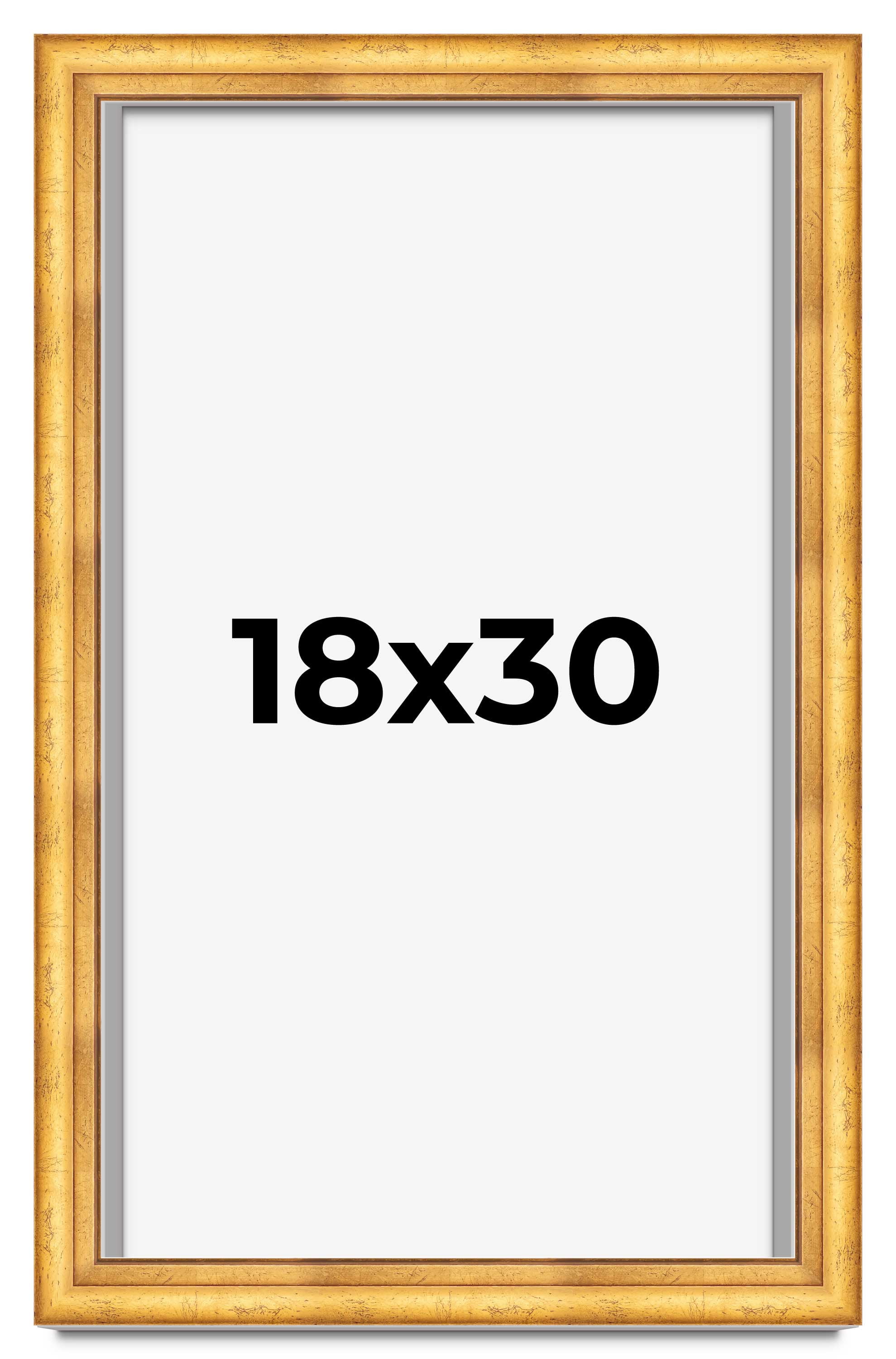 18x30 Shadow Box Frame Gold | 1.75 Inches Deep Real Wood Traditional ...