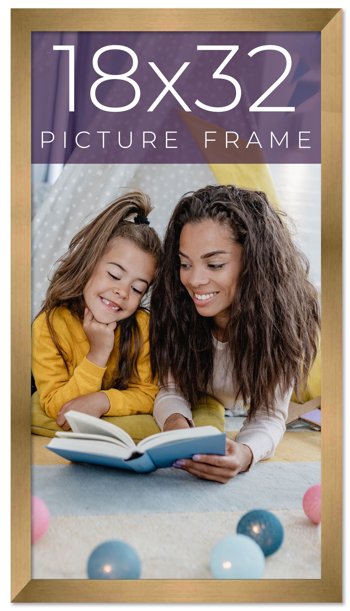 18x32 Frame Gold Bronze Solid Wood Picture Frame Width 0.75 Inches ...