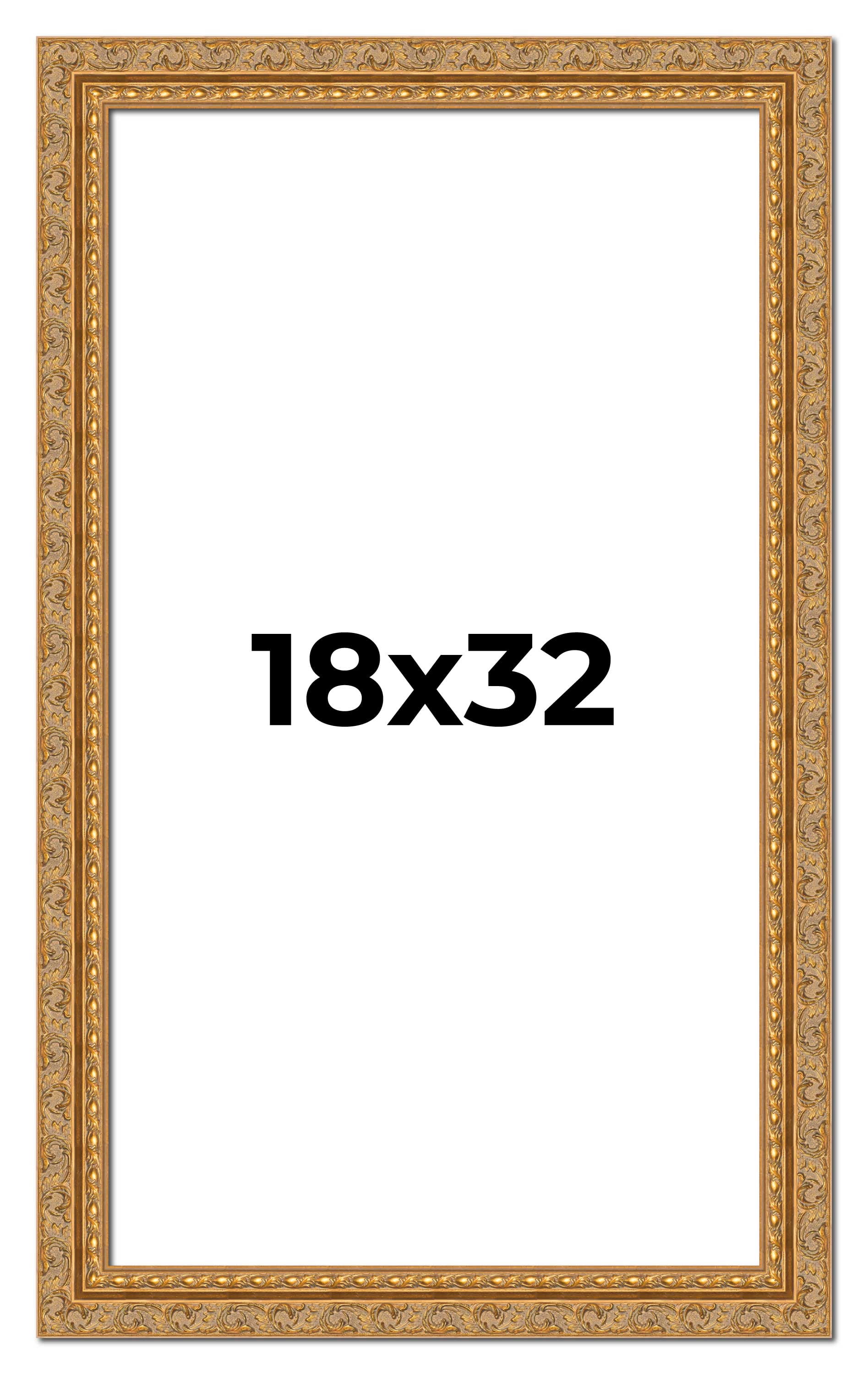 18x32 Frame Gold Ornate Solid Wood Picture Frame | 2 Inch Moulding ...