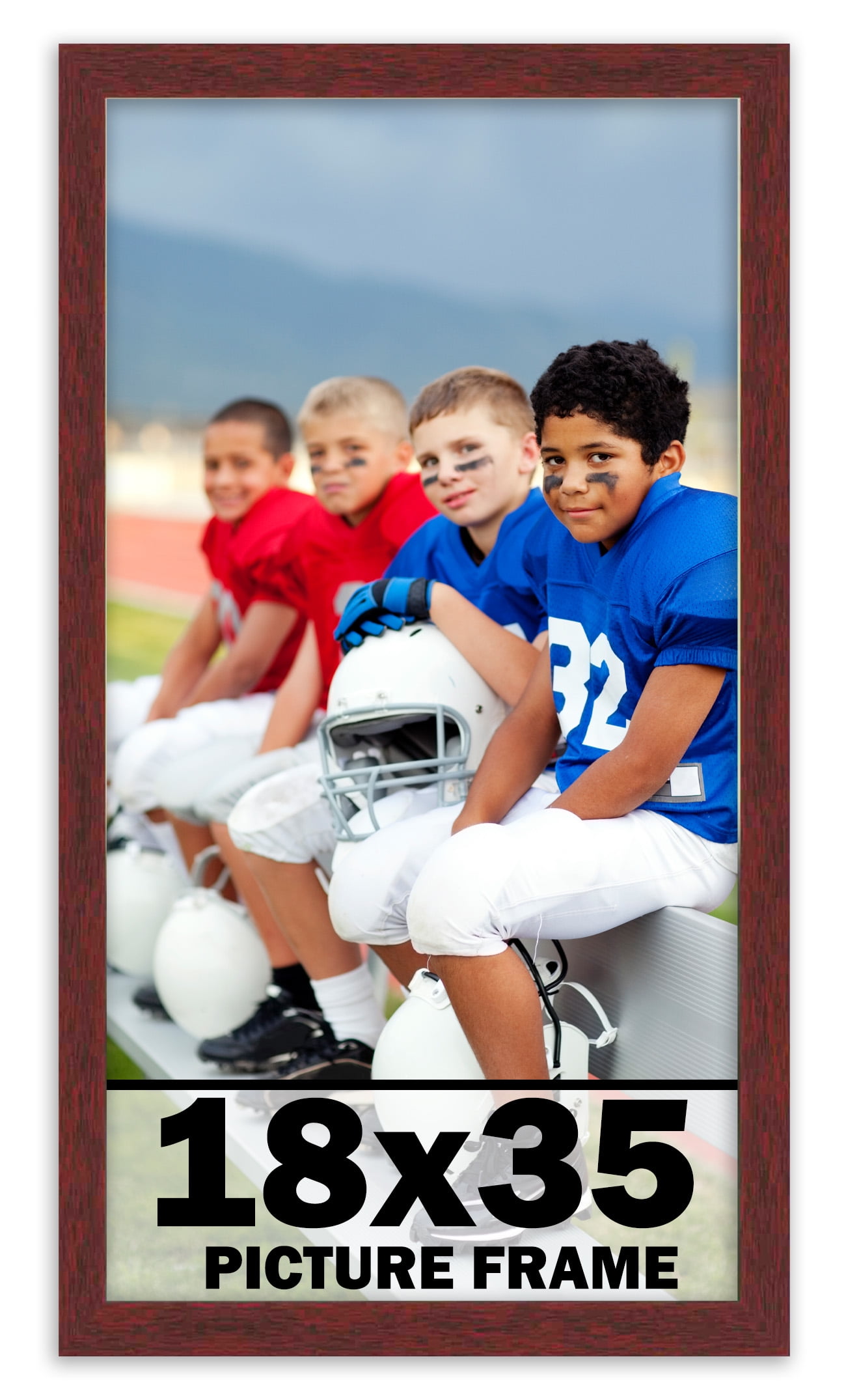 18x35 Frame Brown Mahogany Solid Wood Picture Frame Includes UV Acrylic ...