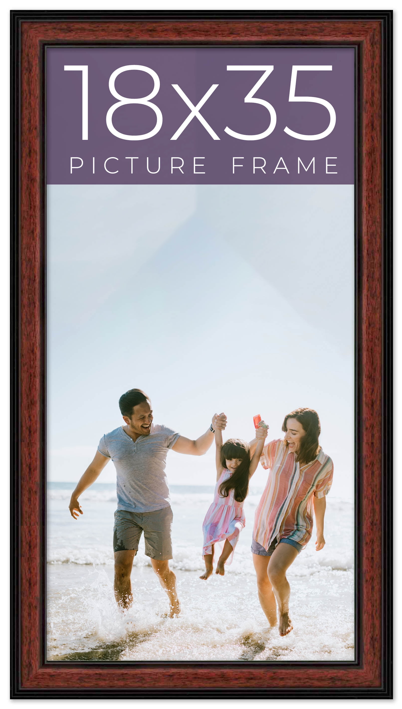 18x35 Frame Executive Brown Round Mahogany Finish Solid Wood Picture ...