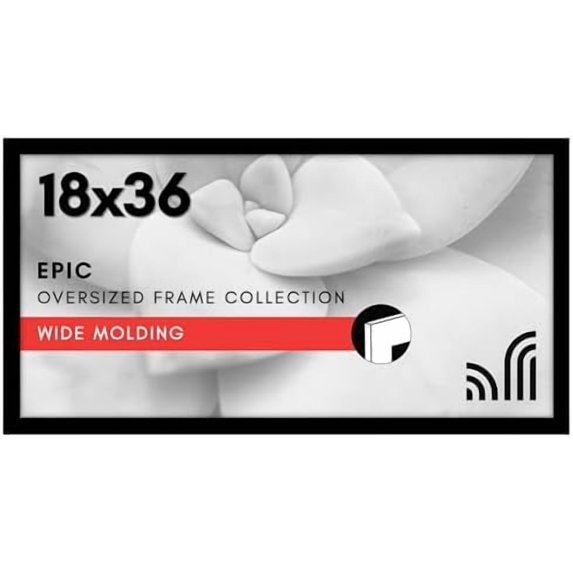 18x36 Picture Frame with Polished Plexiglass - Black Picture Frame ...