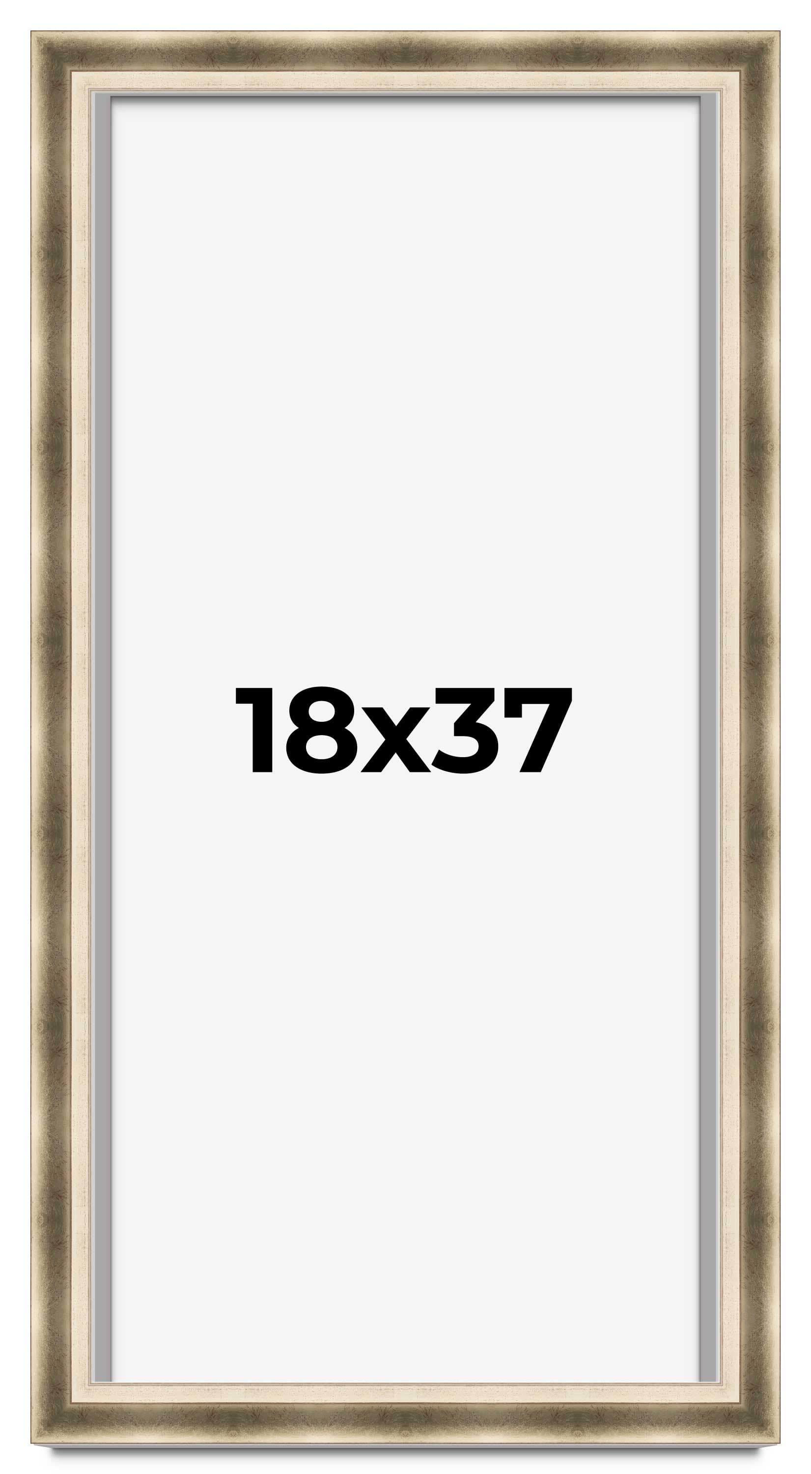 18x37 Shadow Box Frame Silver | 1.75 inches Deep Real Wood Traditional ...