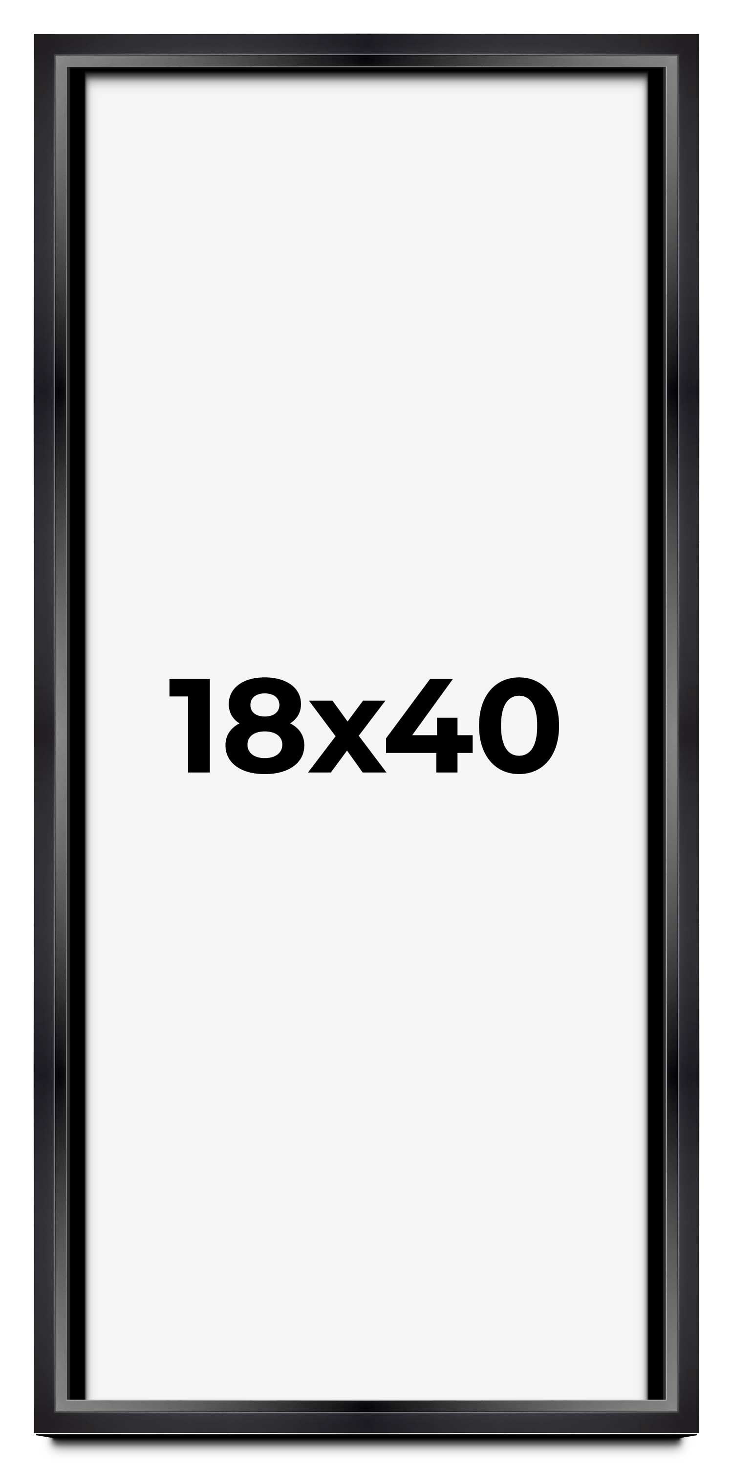 18x40 Shadow Box Frame Black | 1.25 inches Deep Real Wood Contemporary ...