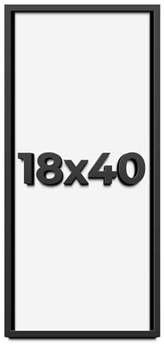 18x40 Shadow Box Frame Black | 1 Inch Deep Solid Wood Shadowbox Display ...