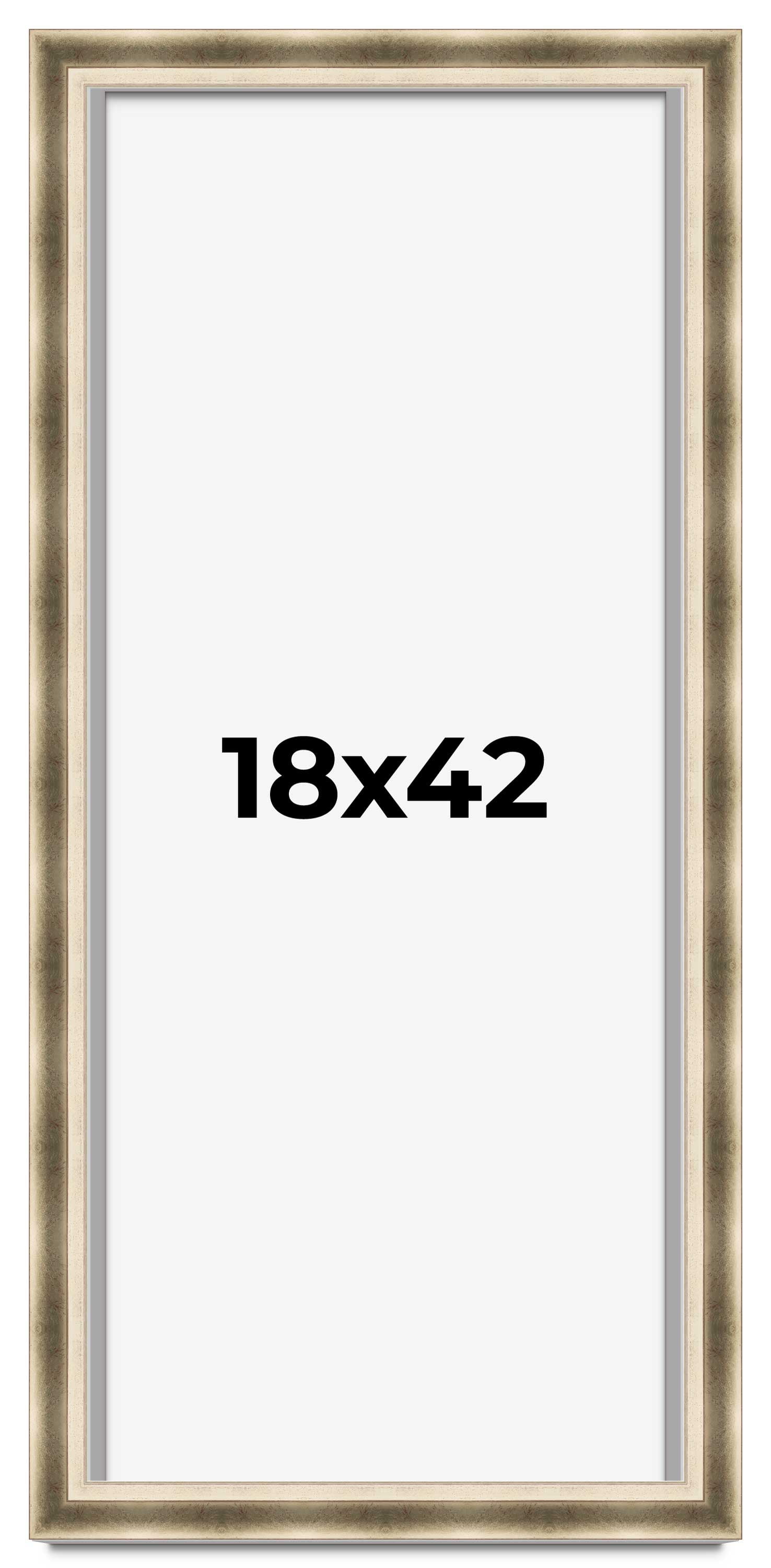 18x42 Shadow Box Frame Silver | 1.75 inches Deep Real Wood Traditional ...