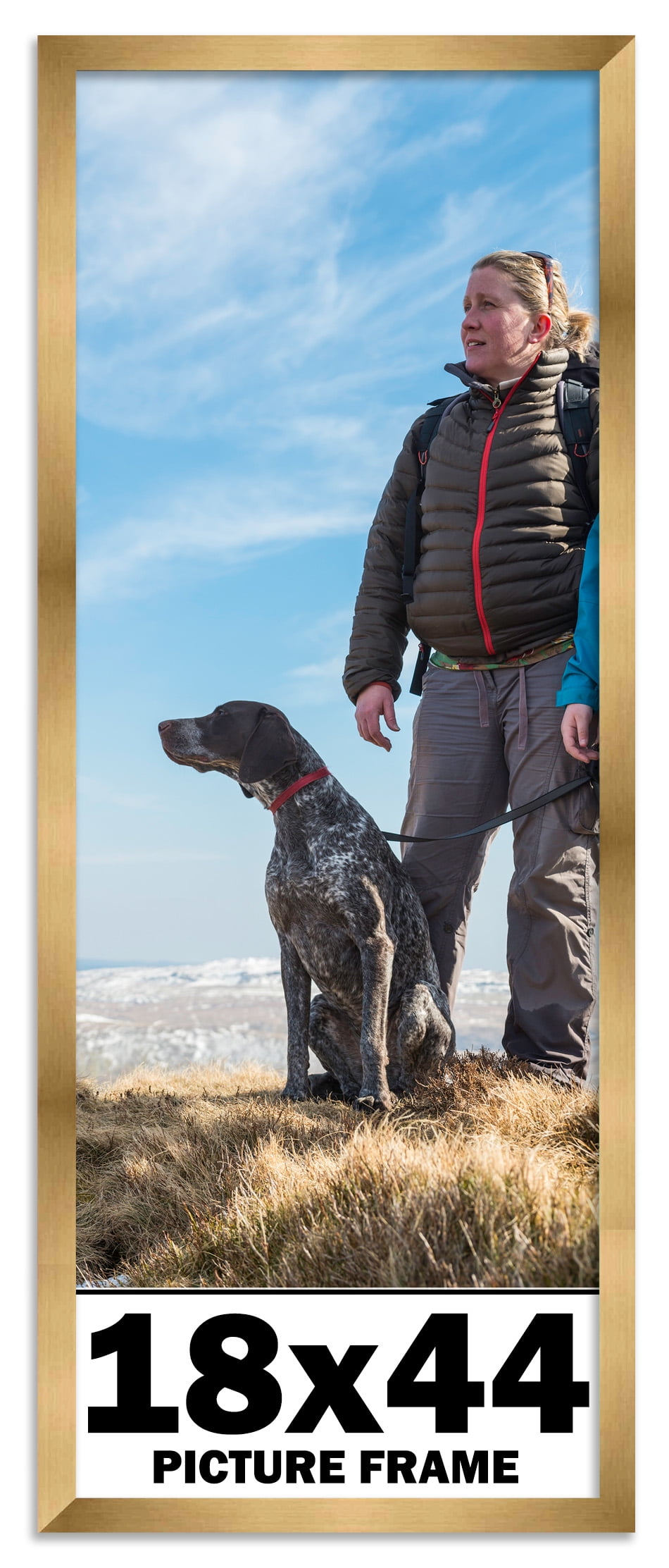 18x44 Frame Gold Bronze Modern Solid Wood Picture Frame | 0.75 Inch ...