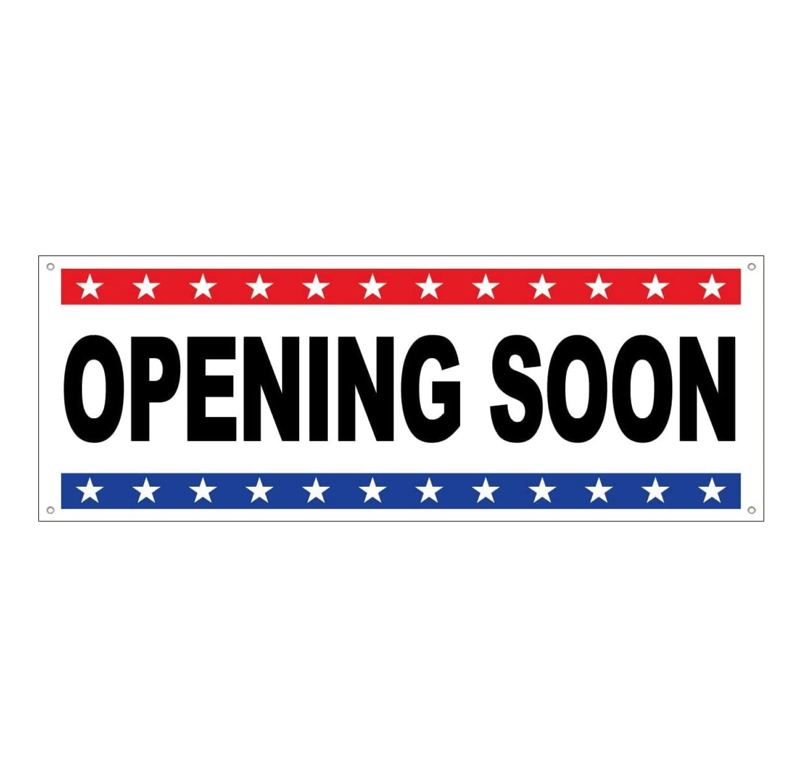 18x48 Inch OPENING SOON Vinyl Banner Sign with Grommets USA Stars wb ...