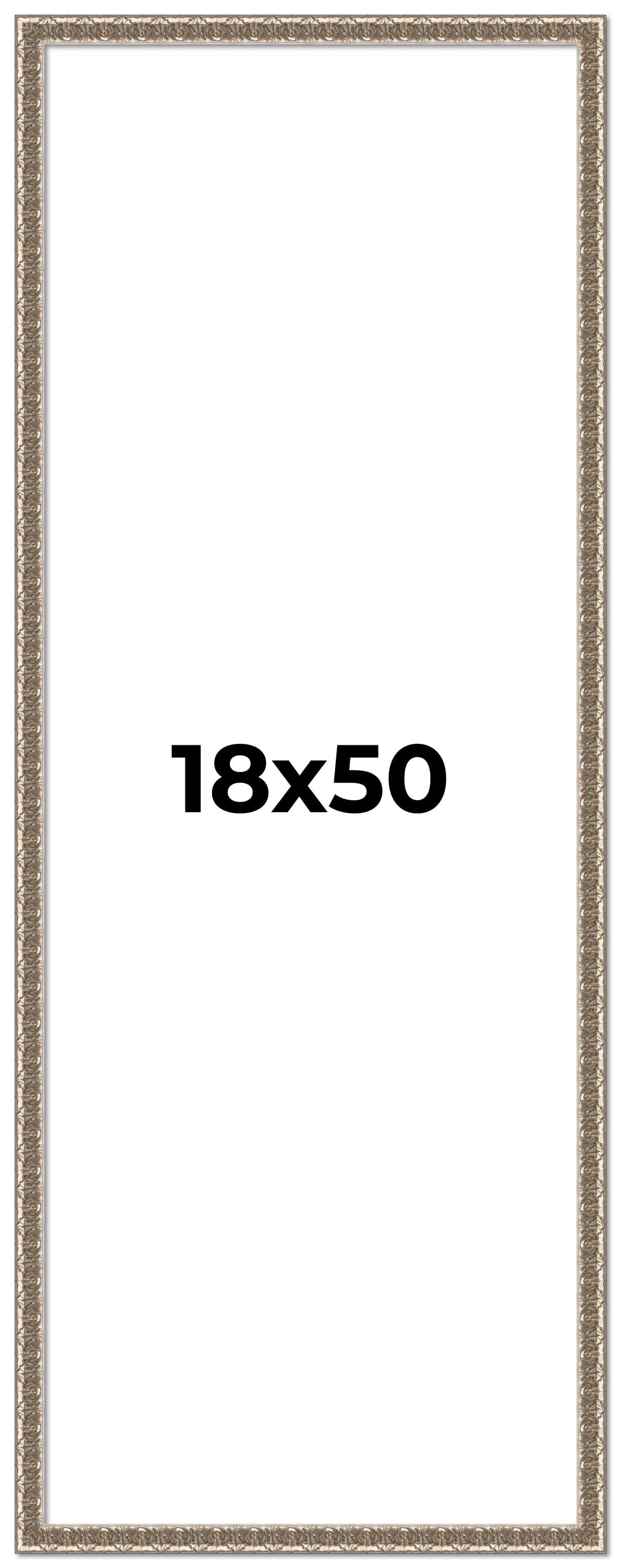 18x50 Frame Silver Versailles Ornate Solid Wood Picture Frame | 1 Inch ...