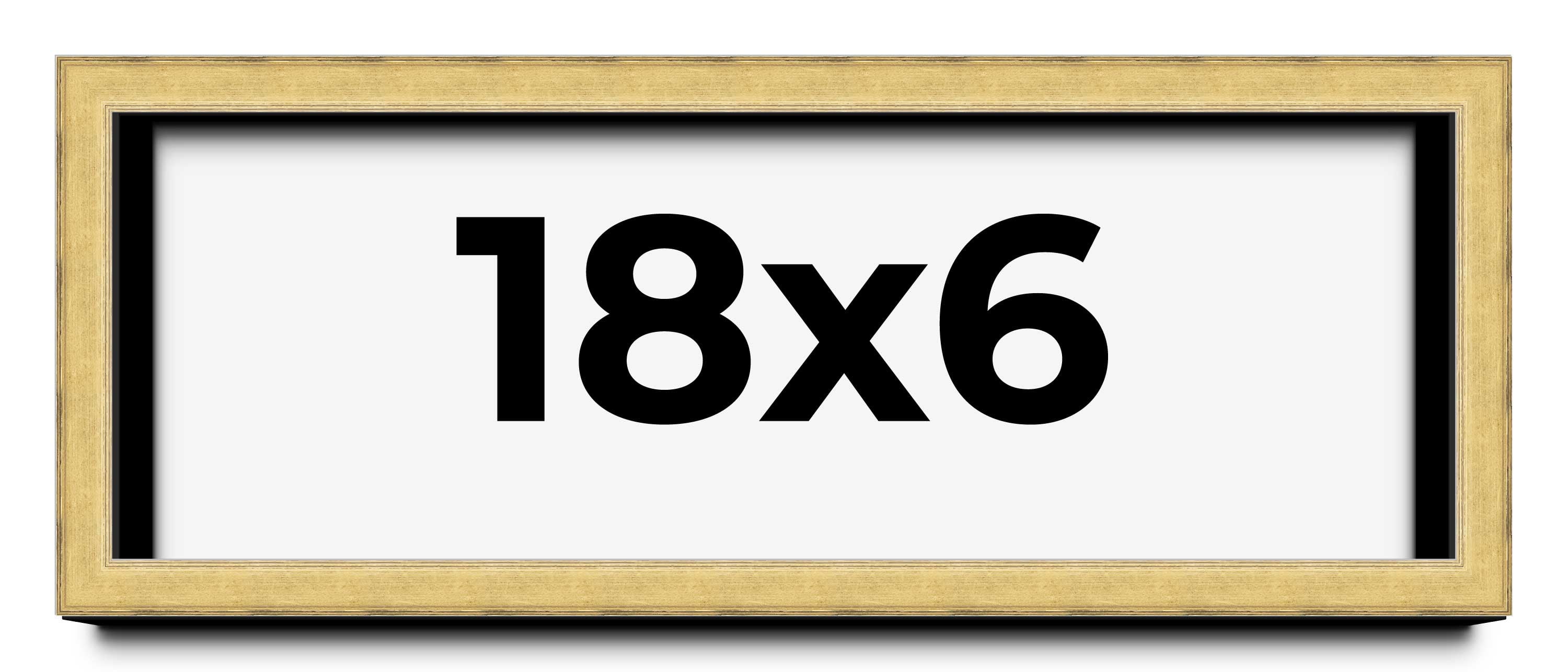 18x6 Shadow Box Frame Gold | 1.375 Inches Deep Real Wood Contemporary ...