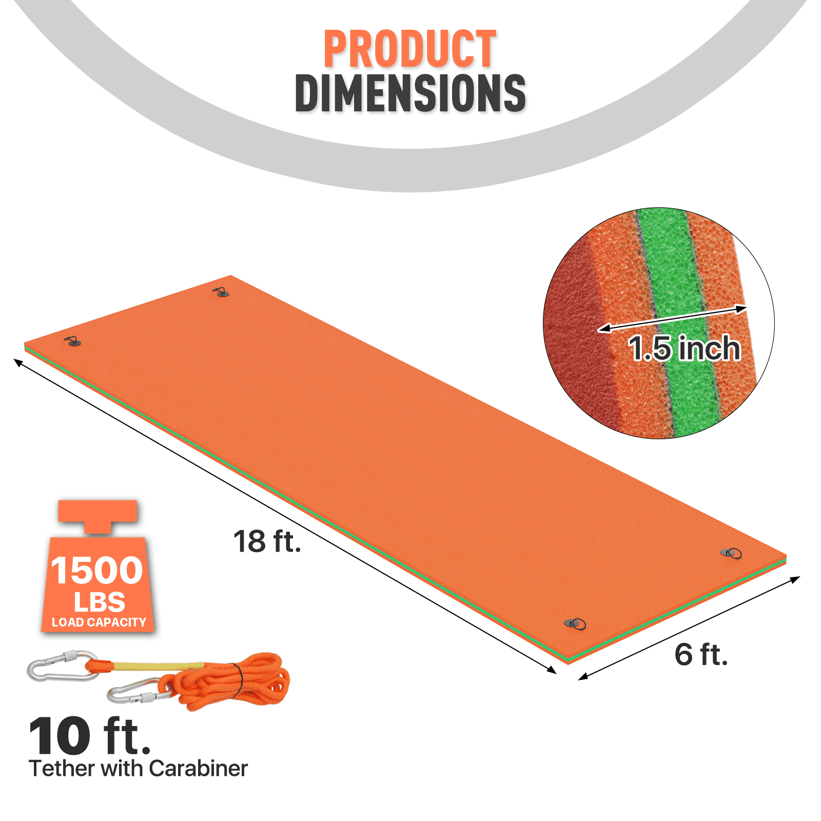 18x6 ft Water Floating Mat Foam Pad,Bouncy Tear-Resistant XPE Foam,Lake ...