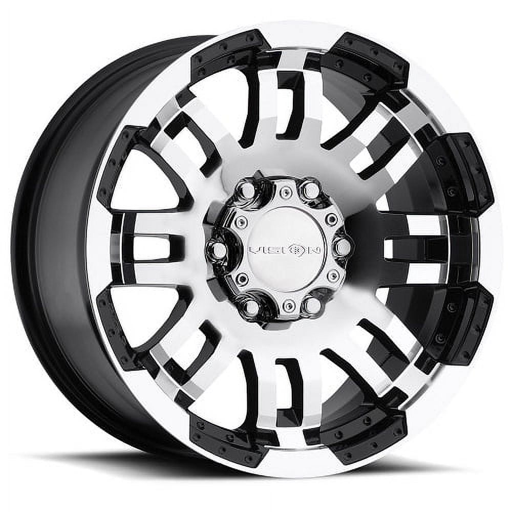 18x8.5 Vision Off-Road 375 Warrior Black Machined Wheel 6x4.5 (18mm ...