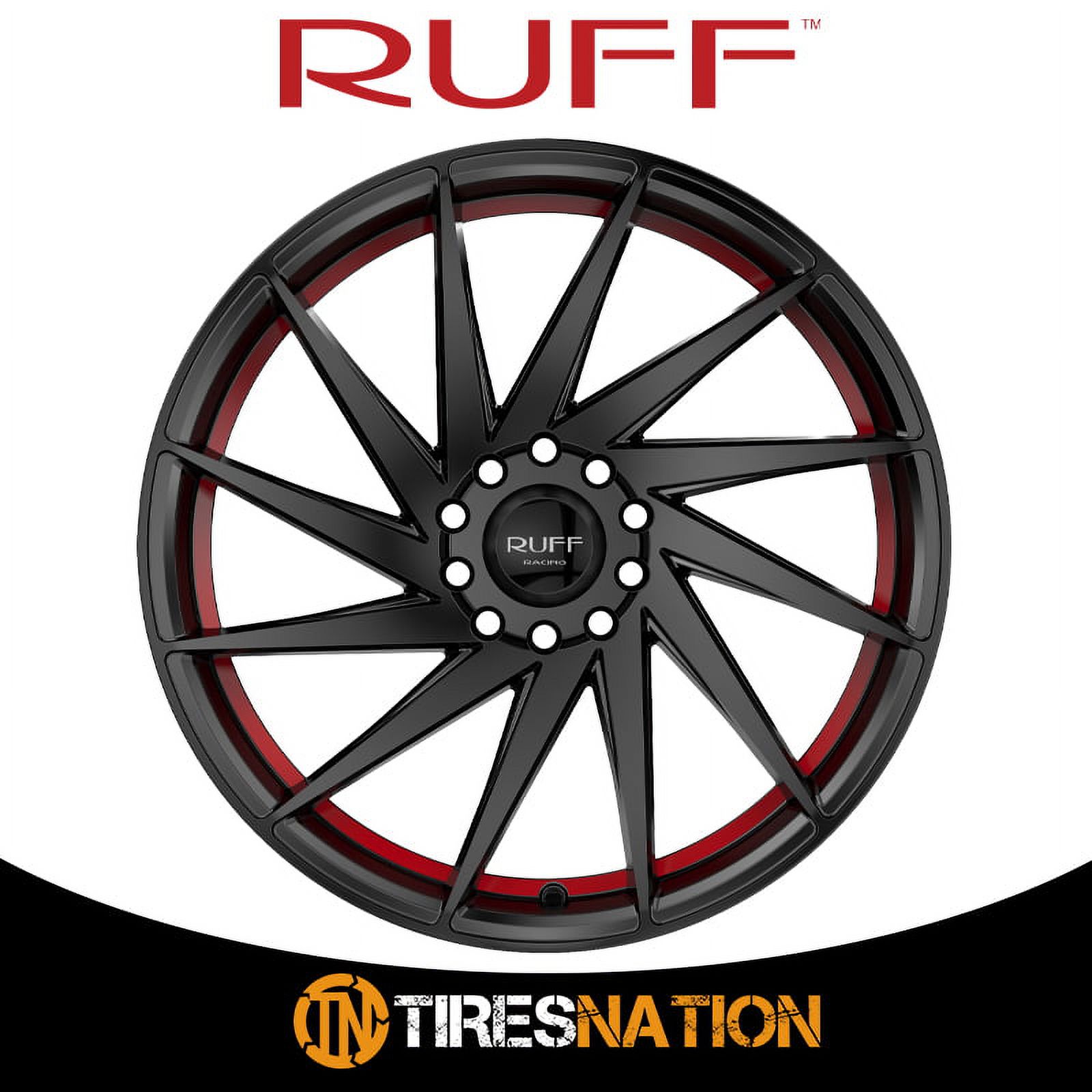 18x8 Ruff R363 SATIN BLACK W/ RED PIN Wheel 5x108/5x4.5 (38mm ...