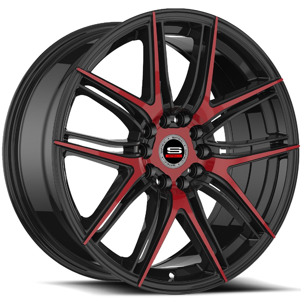 18x8 Spec-1 SP-56 Gloss Black & Red Machined Wheel 4x100/4x4.5 (38mm ...