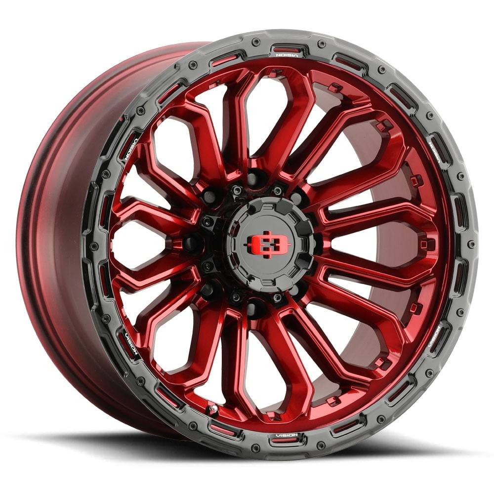18x9 Vision 405 Korupt Gloss Red With Gloss Black Lip Wheel 8x170 (12mm ...