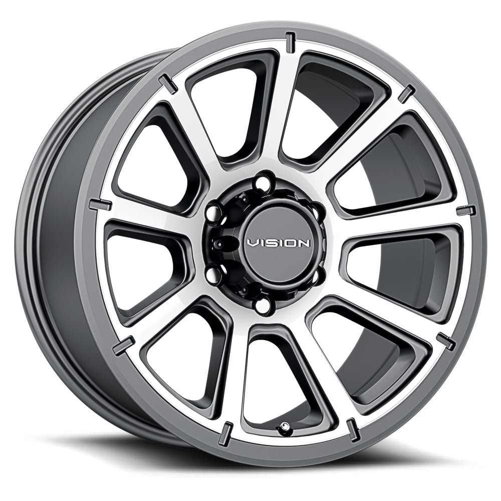 18" Vision Off-Road 353 Turbine Gunmetal Machined Face Wheel 18x9 6x135 ...
