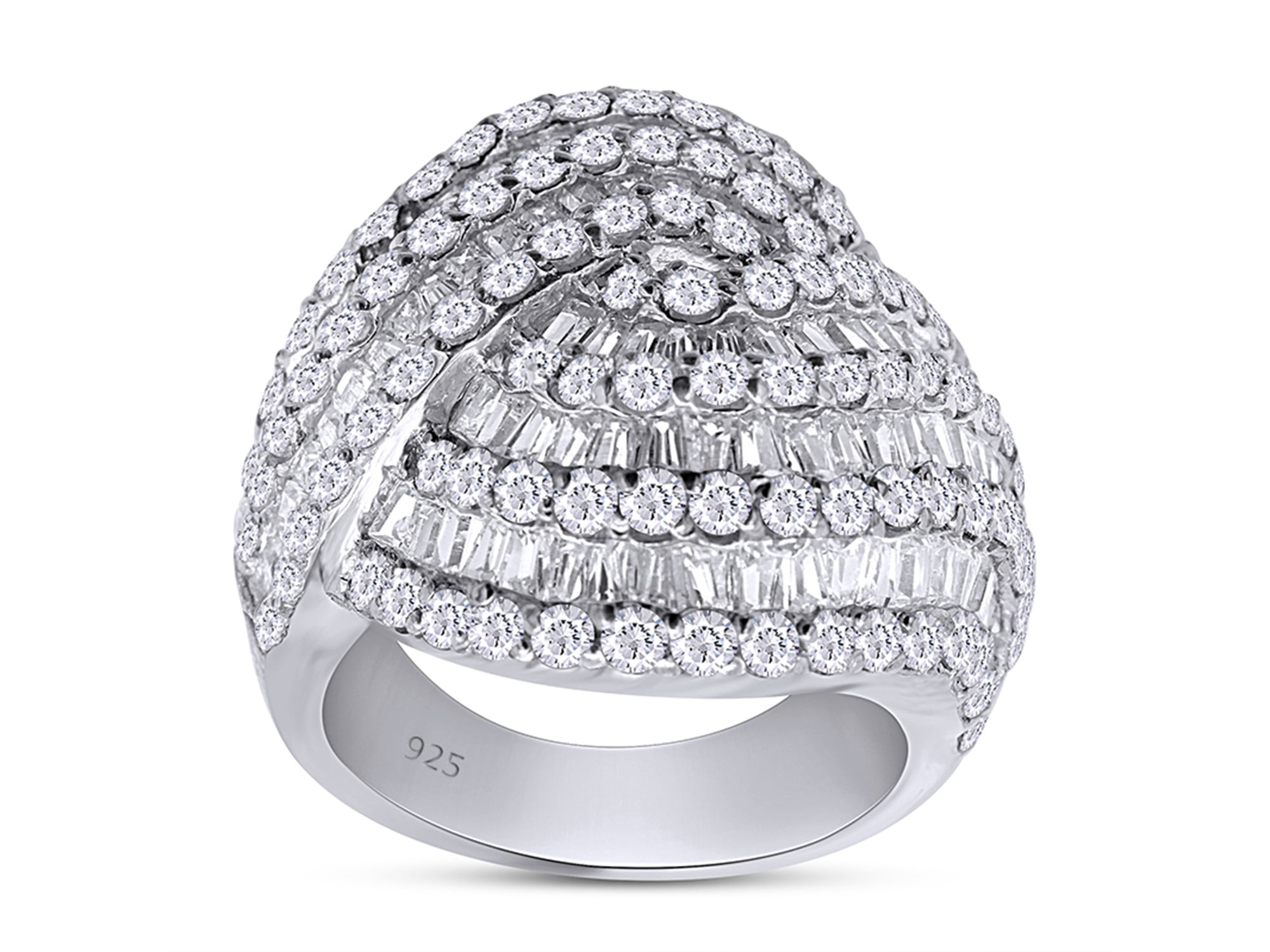 19.04 CT Baguette & Round Cut Simulated White Diamond Twist Engagement ...