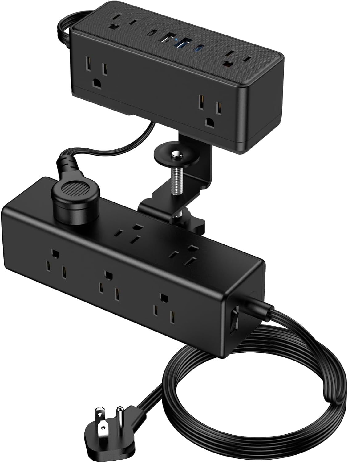 19 in 1 Dual Layer Desk Clamp Power Strip, Desktop Edge Mount Surge ...