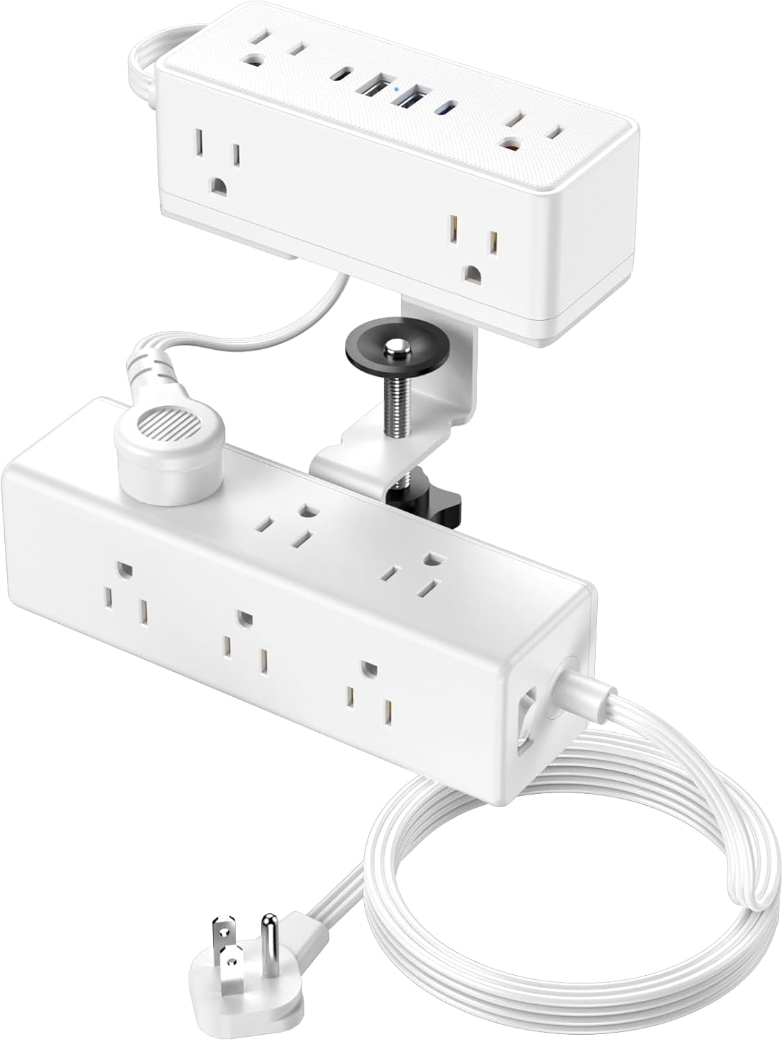 19 in 1 Dual Layer Desk Clamp Power Strip with Desktop Edge Mount Surge ...