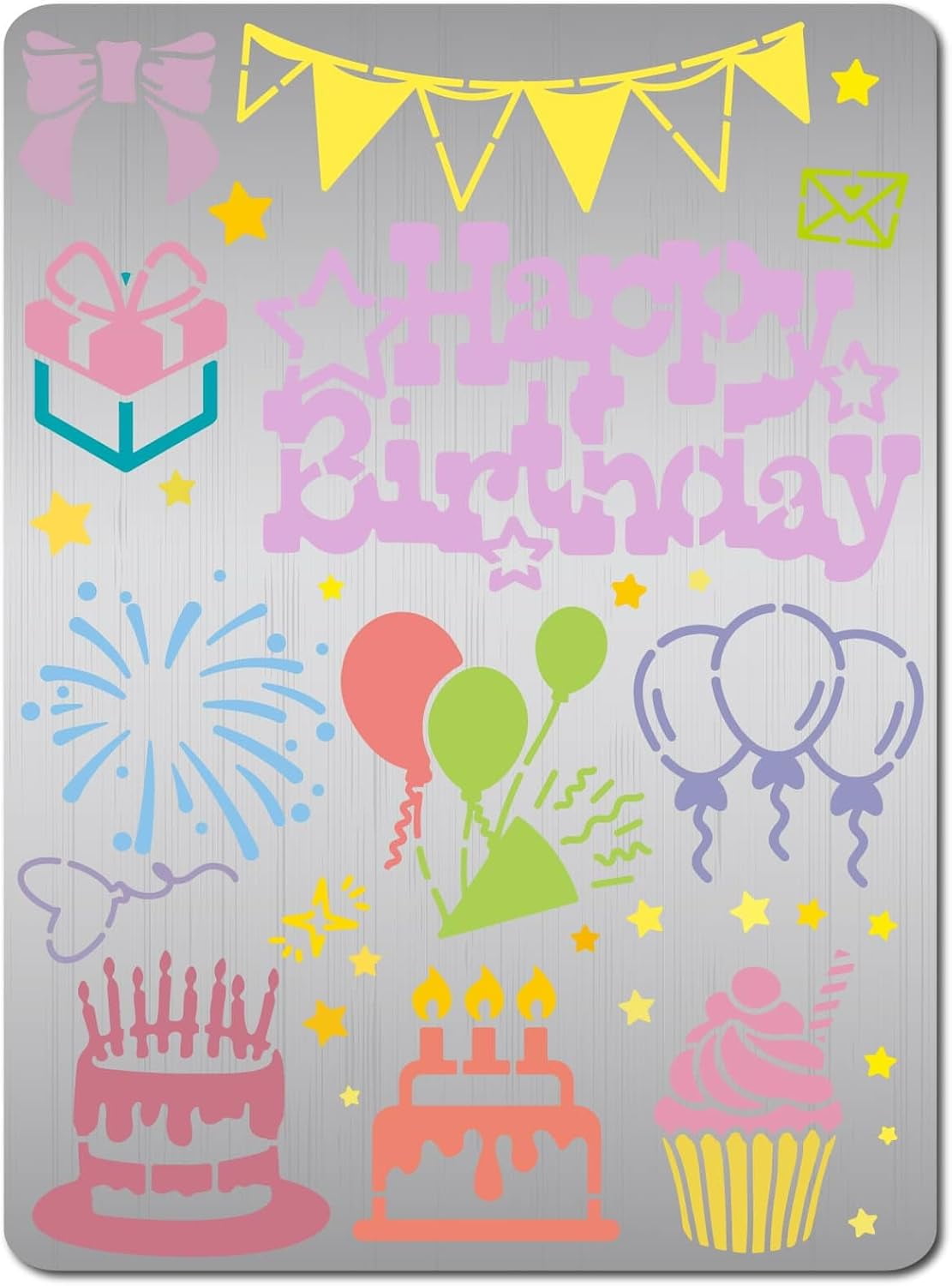 19 * 14cm Large Birthday Stencils Metal Happy Birthday Templates ...