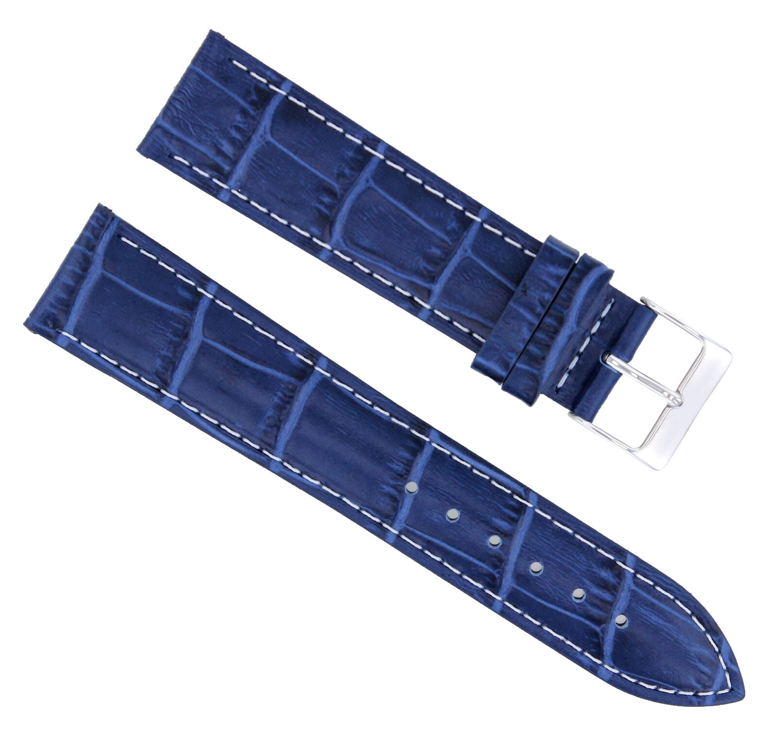19/16MM LEATHER WATCH STRAP BAND FOR CHOPARD WATCH BLUE WHITE STITCHING ...