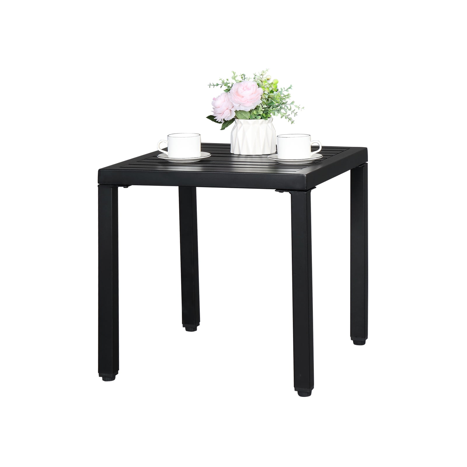 19*19*18"Wrought Iron Side Table Indoor Outdoor Small Metal Square Side ...