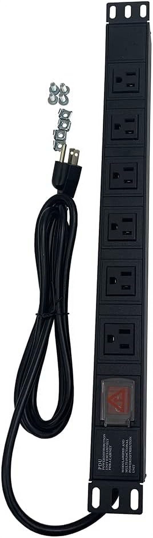 19" 1U Rack Mount PDU Power Strips 6 or 8 Outlet Mountable Power Strip ...
