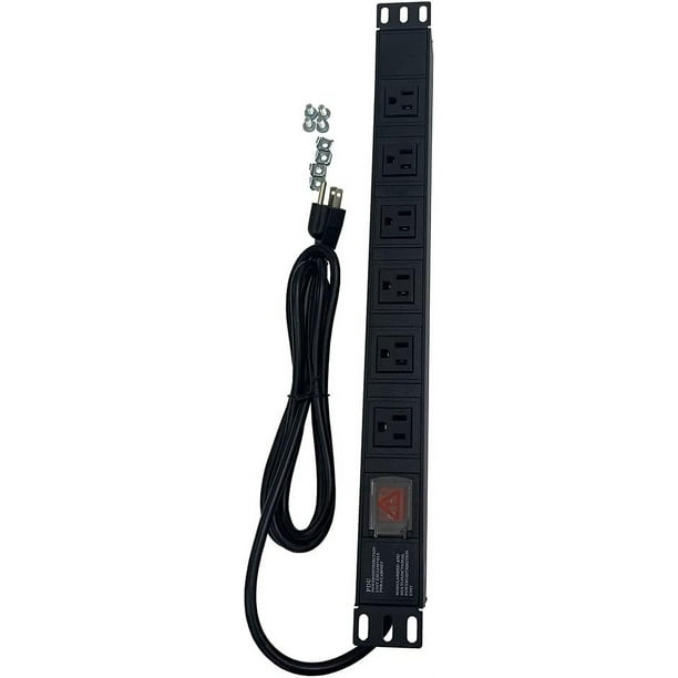 19" 1U Rack Mount PDU Power Strips 6 or 8 Outlet Mountable Power Strip ...