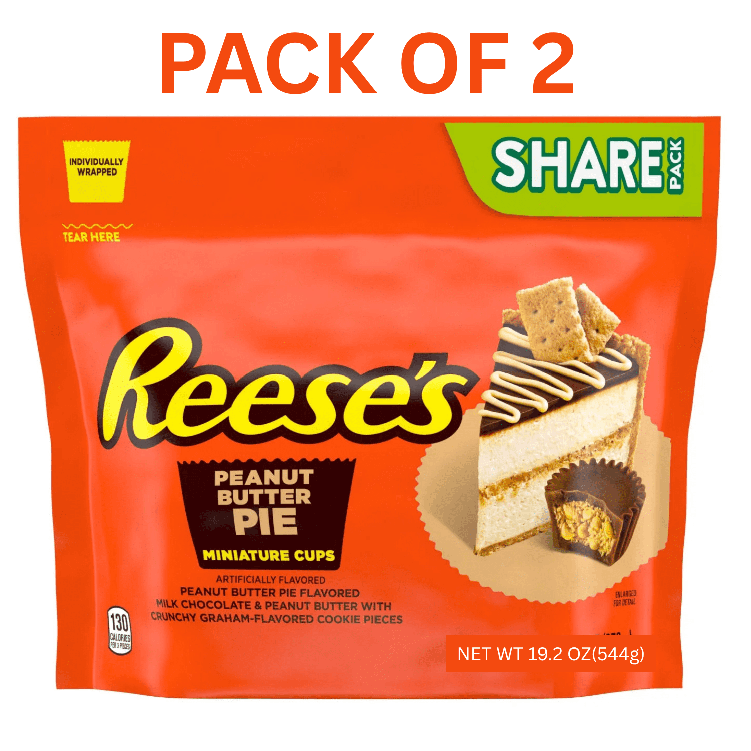 19.2 oz REESE'S Miniatures Peanut Butter Pie Cups – Milk Chocolate Candy with Graham Cookie ...