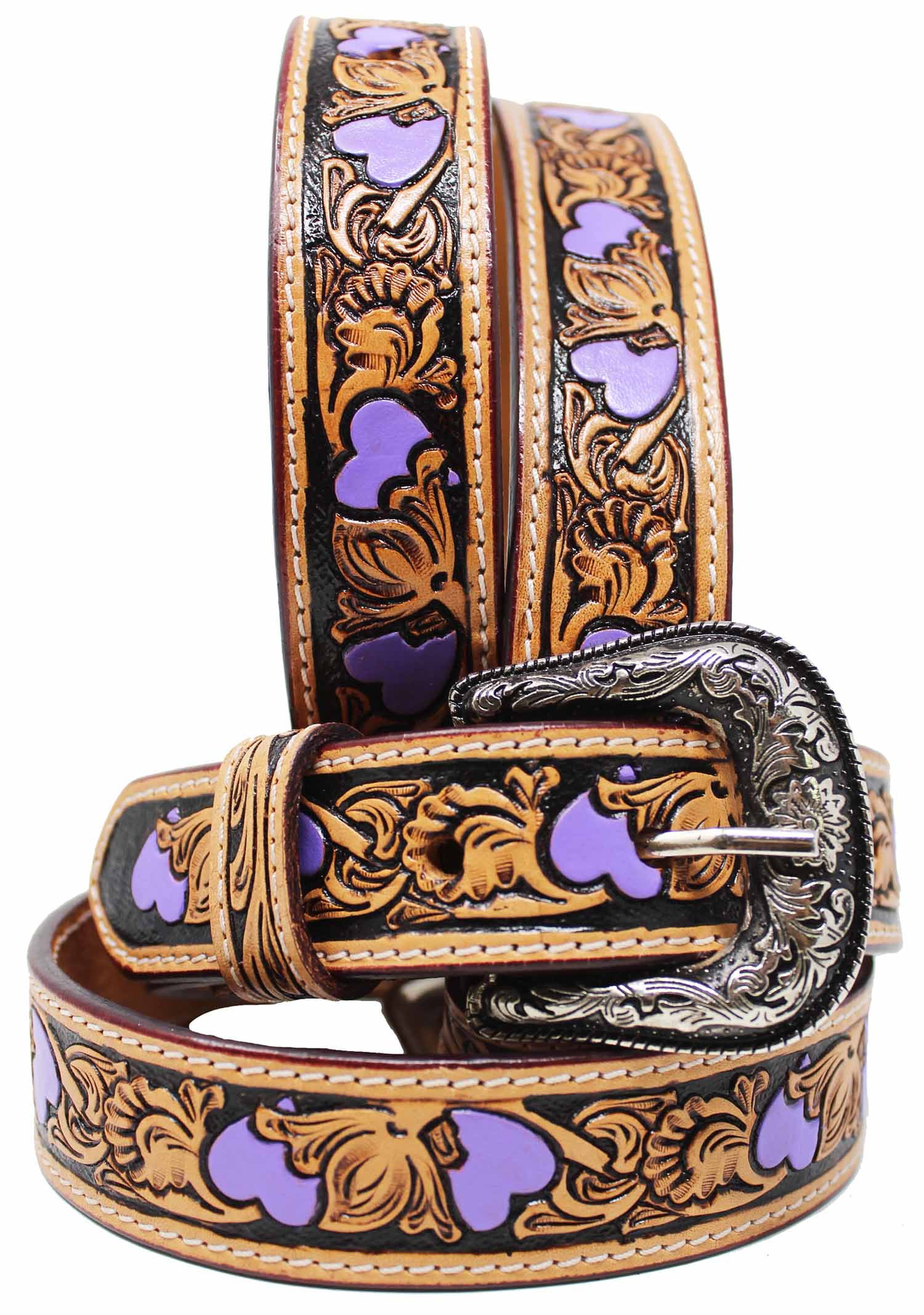 19-20 Girls Kids Child Youth 1-1/4" Wide Western Rodeo Fashion Two-Tone ...