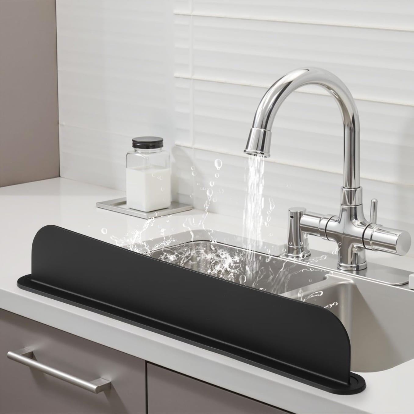 19.29 inch Extra-long Silicone Kitchen Sink Water Splash Guard ...