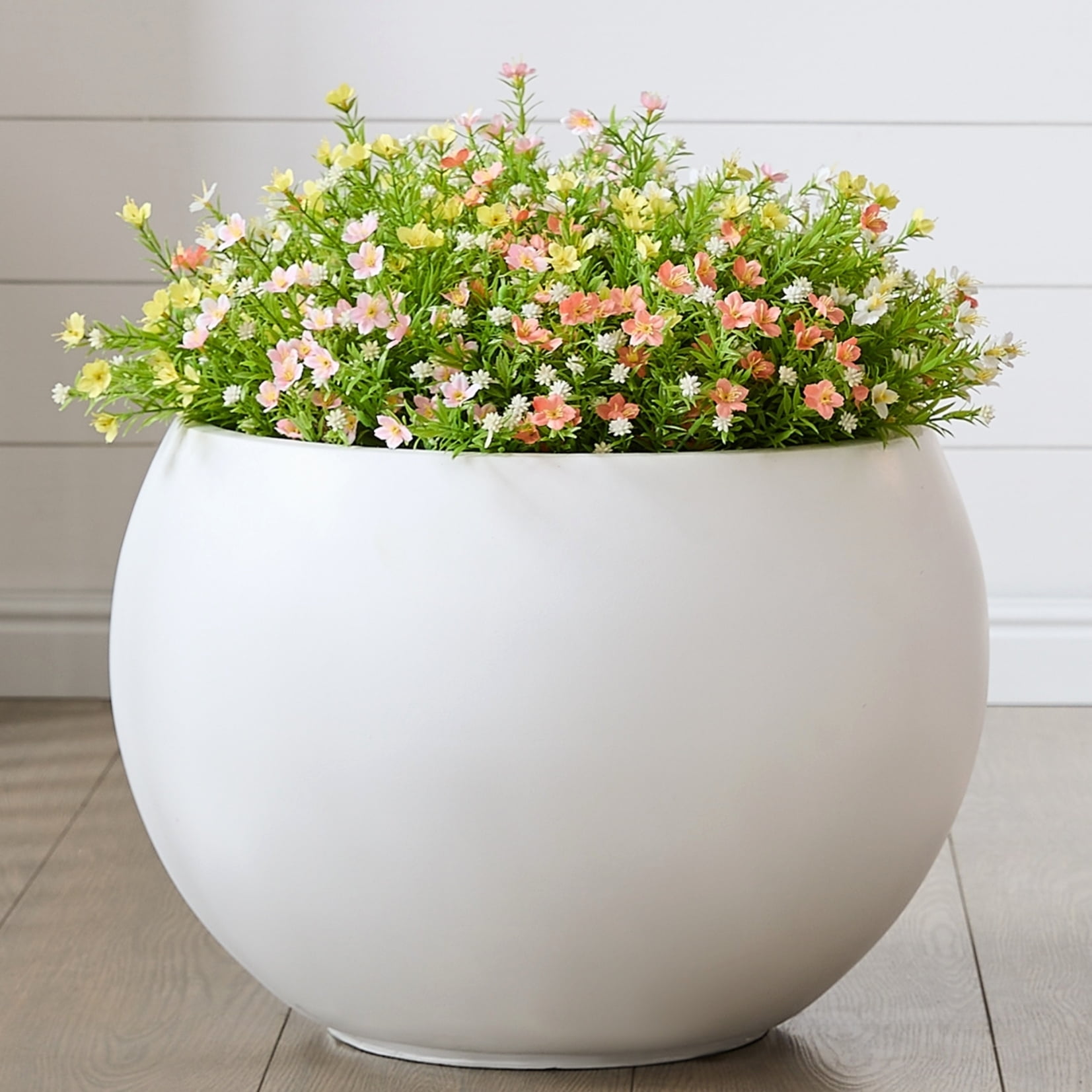 19.3" D x 13" H Fiberstone Large Size Planter, White, 15" Pot Opening ...